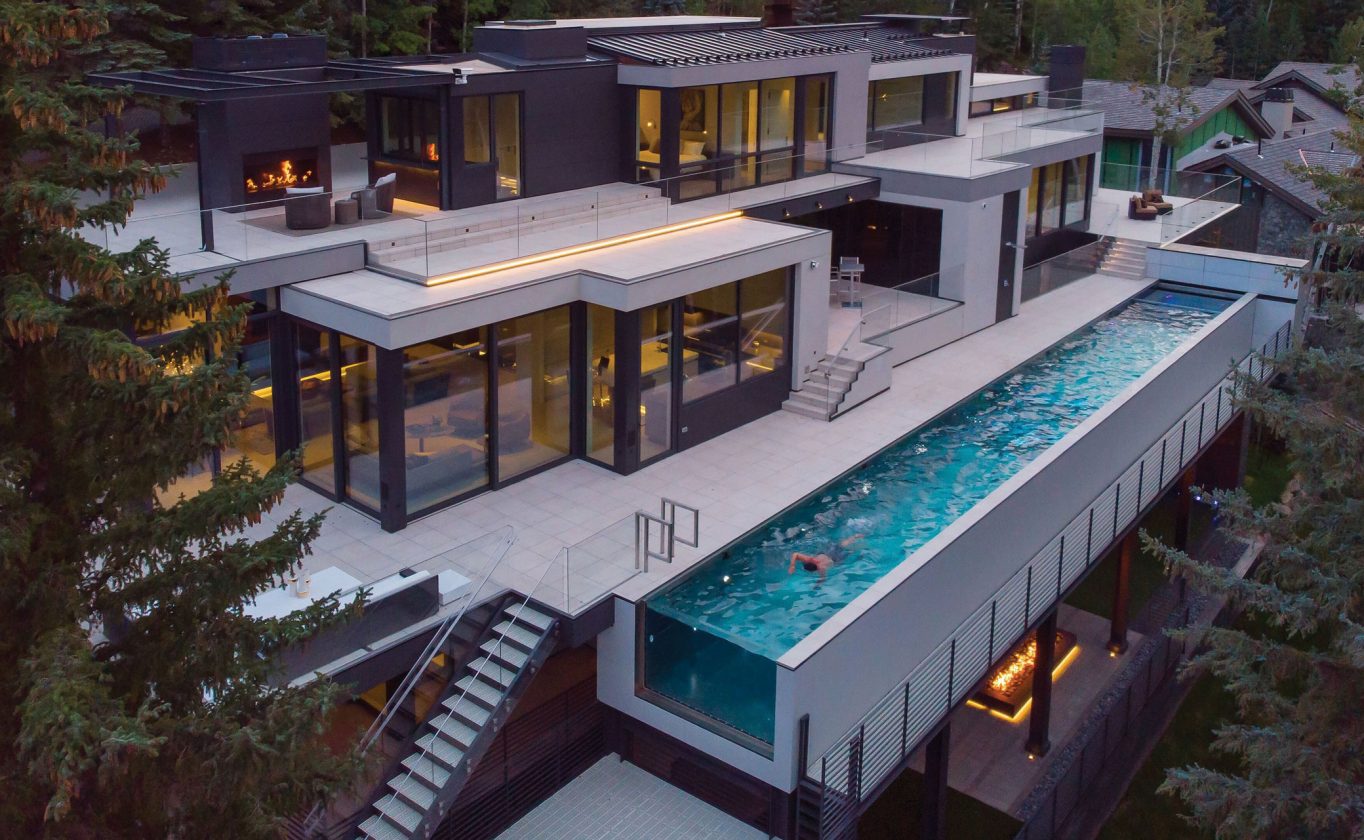 Magical Mid-air Glass Walled Lap Pool by Diamond Spas