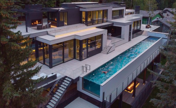 Magical Mid-air Glass Walled Lap Pool by Diamond Spas